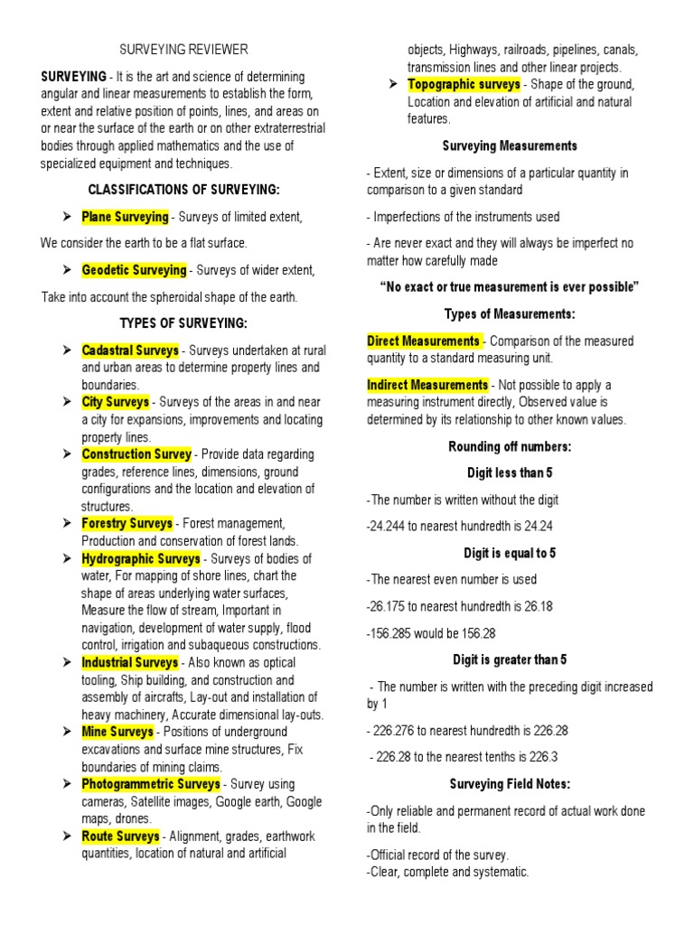 Surveying Reviewer | PDF | Surveying | Observational Error