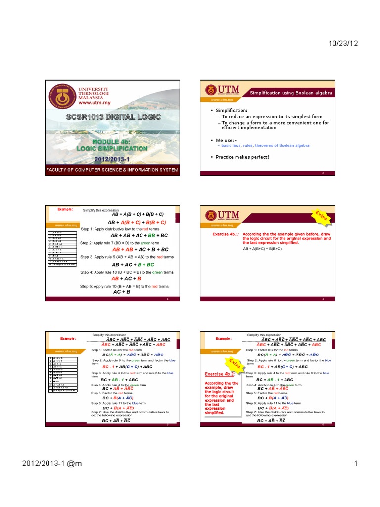 Module 4b Logic Simplification (Student) | PDF | Numbers | Mathematical ...