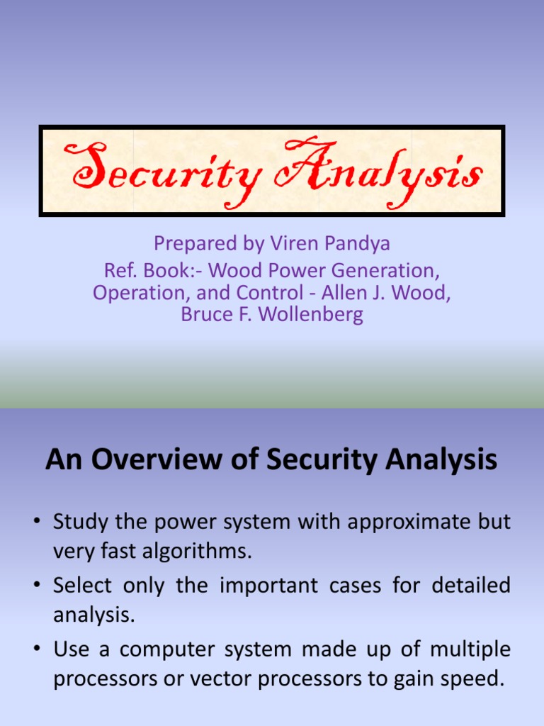 Power System Security Analysis Methods | PDF | Pi | Alternating Current