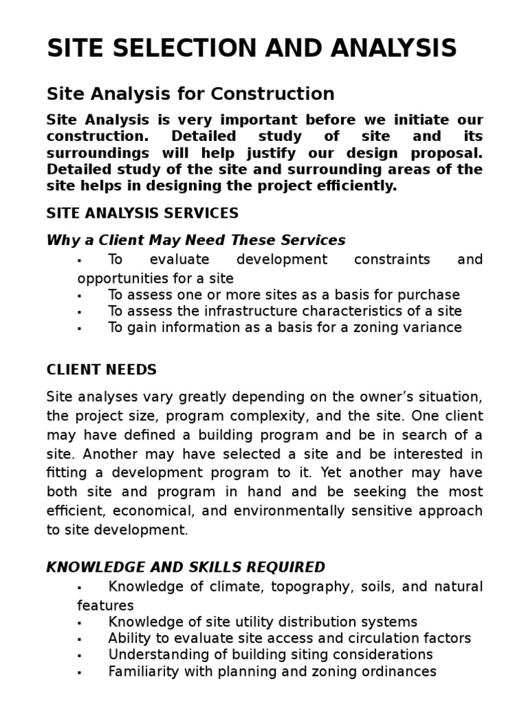 Site Selection and Analysis | PDF | Evaluation | Geotechnical Engineering
