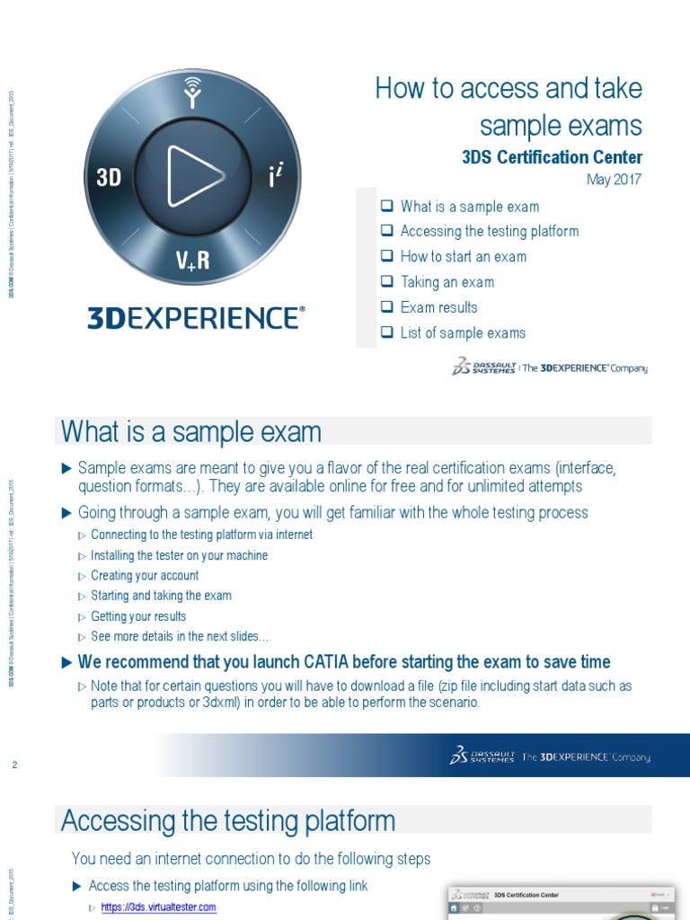 How To Access and Take Sample Exams: 3DS Certification Center | PDF ...