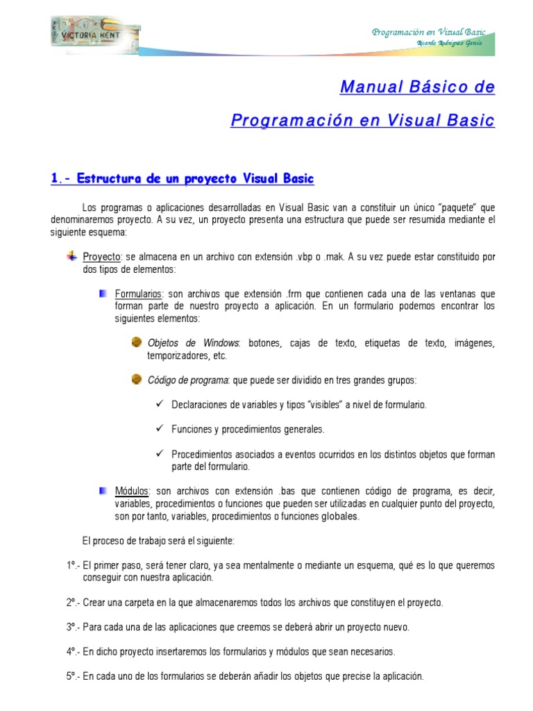 Manual Básico Visual Basic | PDF | Ventana (informática) | Básico