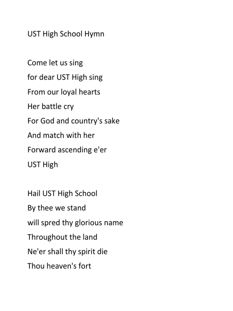 UST High School Hymn | PDF