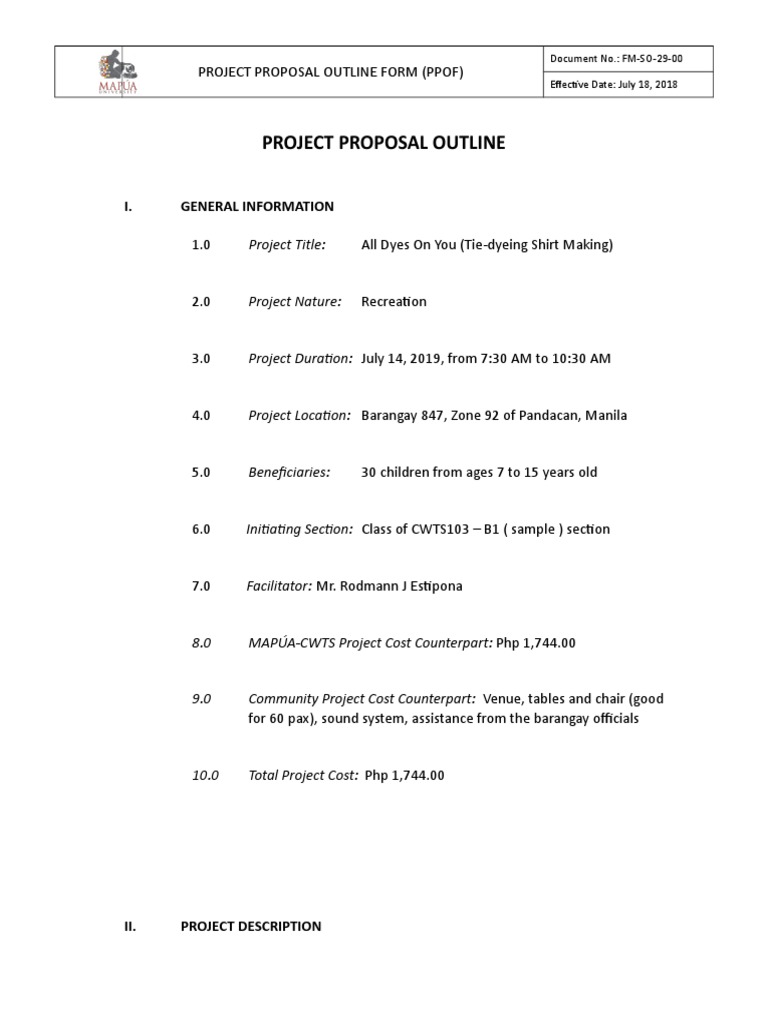 Sample Project Proposal 12 | PDF | Textiles | Nature