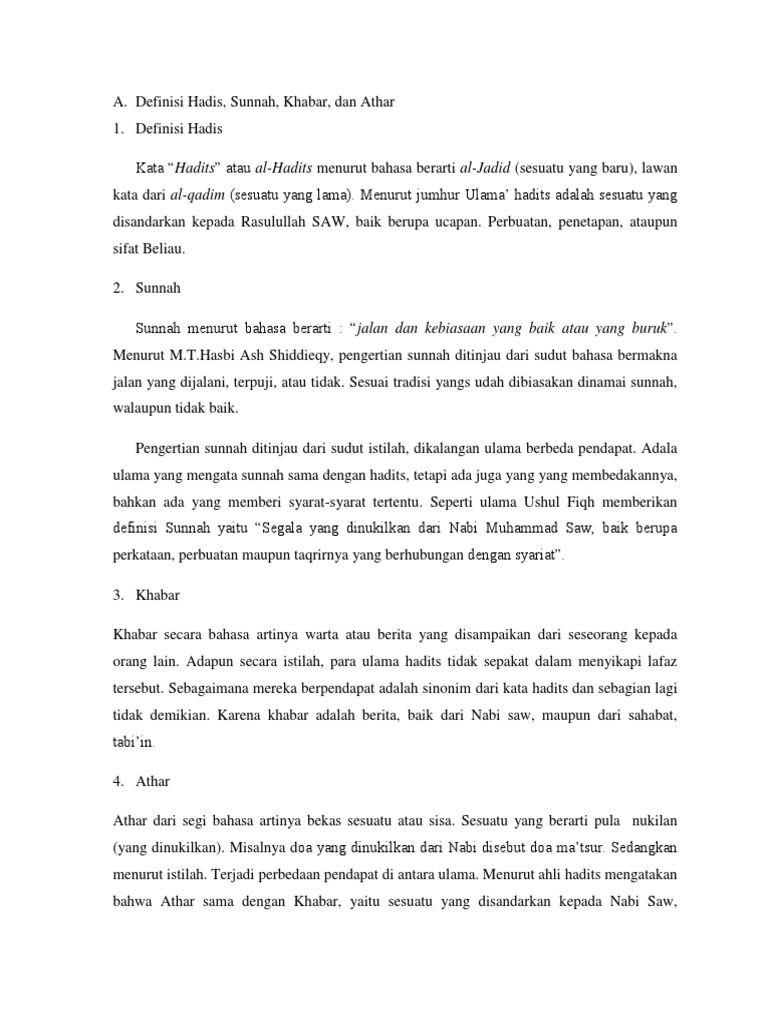 Hadits Sunnah Khabar Dan Athar | PDF