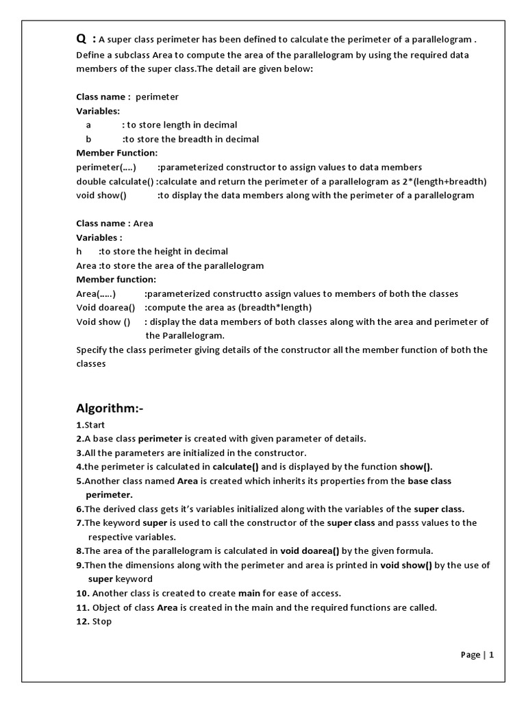 Perimeter Pdf Inheritance Object Oriented Programming Constructor Object Oriented