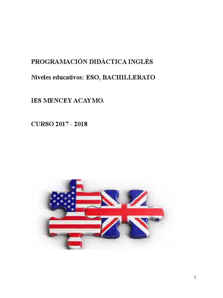 Programación Didáctica Inglés Niveles educativos: ESO, BACHILLERATO | Sociolingüística ...