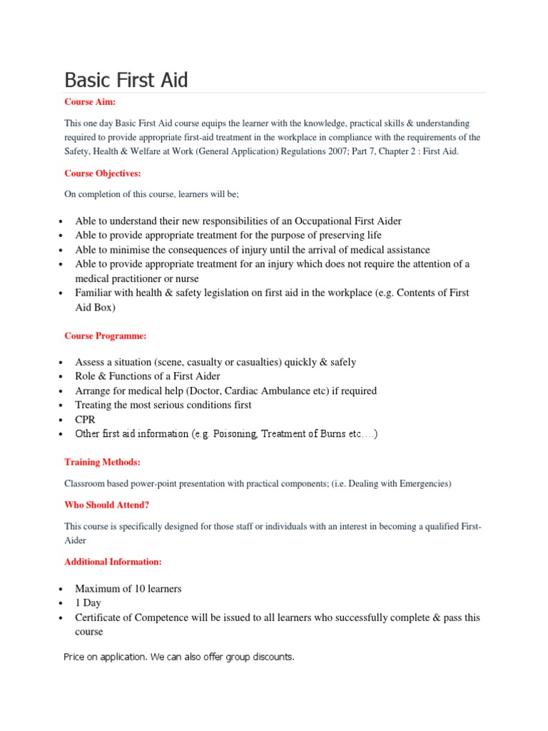 Basic First Aid | PDF