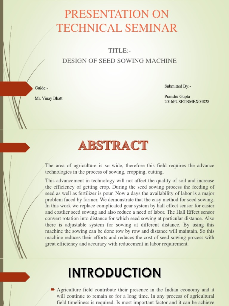 Design of Seed Sowing Machine | PDF | Sowing | Crop Rotation