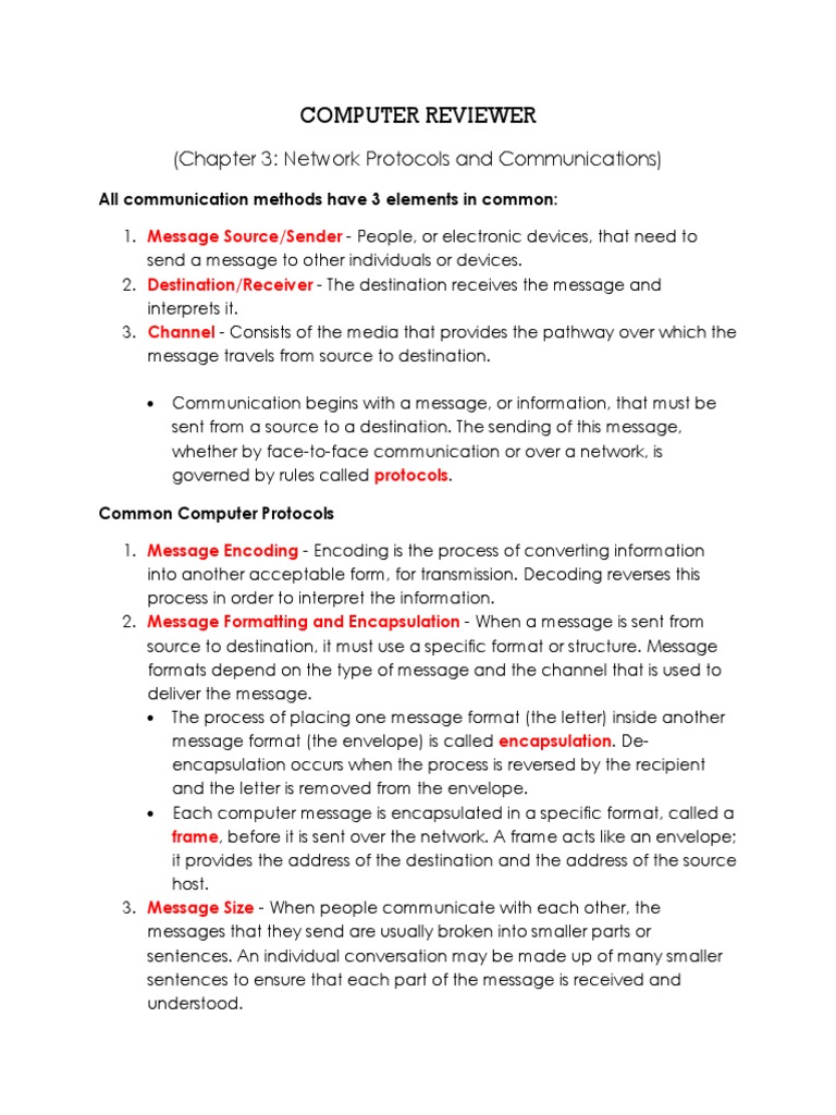 Computer Reviewer: (Chapter 3: Network Protocols and Communications) | PDF | Internet Protocol ...