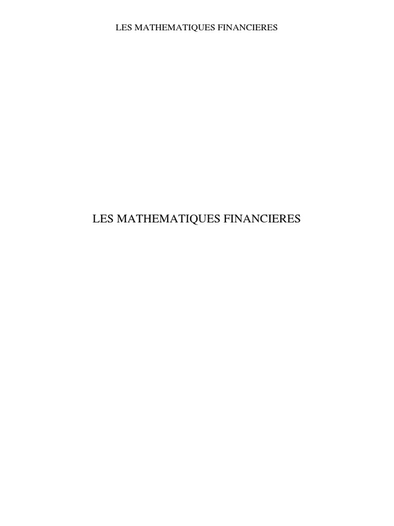Math Financière | PDF | Intérêts composés | Centre d'intérêt
