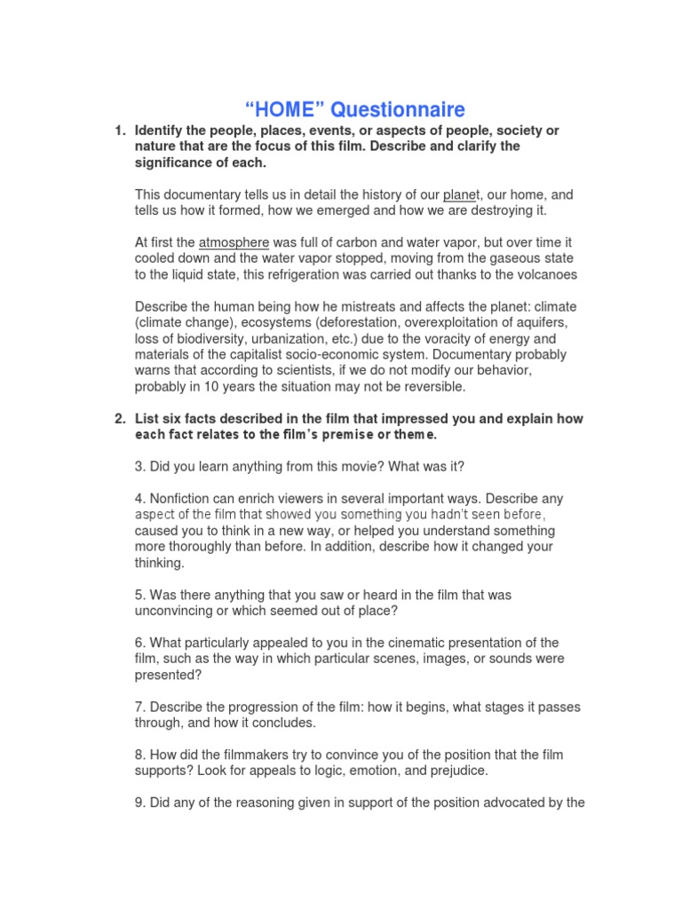 Home Questionnaire | Download Free PDF | Reason | Mind