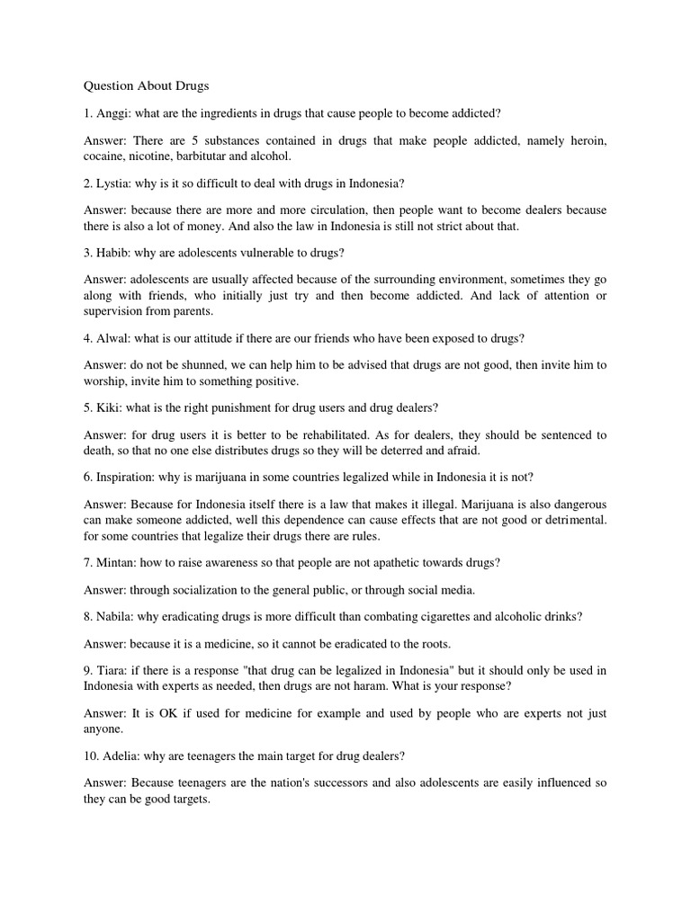 Question About Drugs | Download Free PDF | Substance Abuse | Jihad