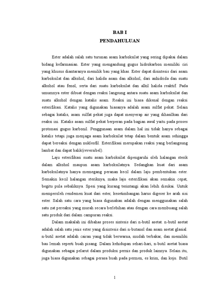 Sintesis n-Butil Asetat dan Prosesnya | PDF