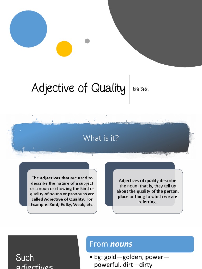 Adjective of Quality | PDF | Adjective | Noun