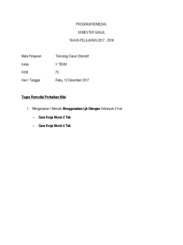 Soal Remedial X TSM | PDF