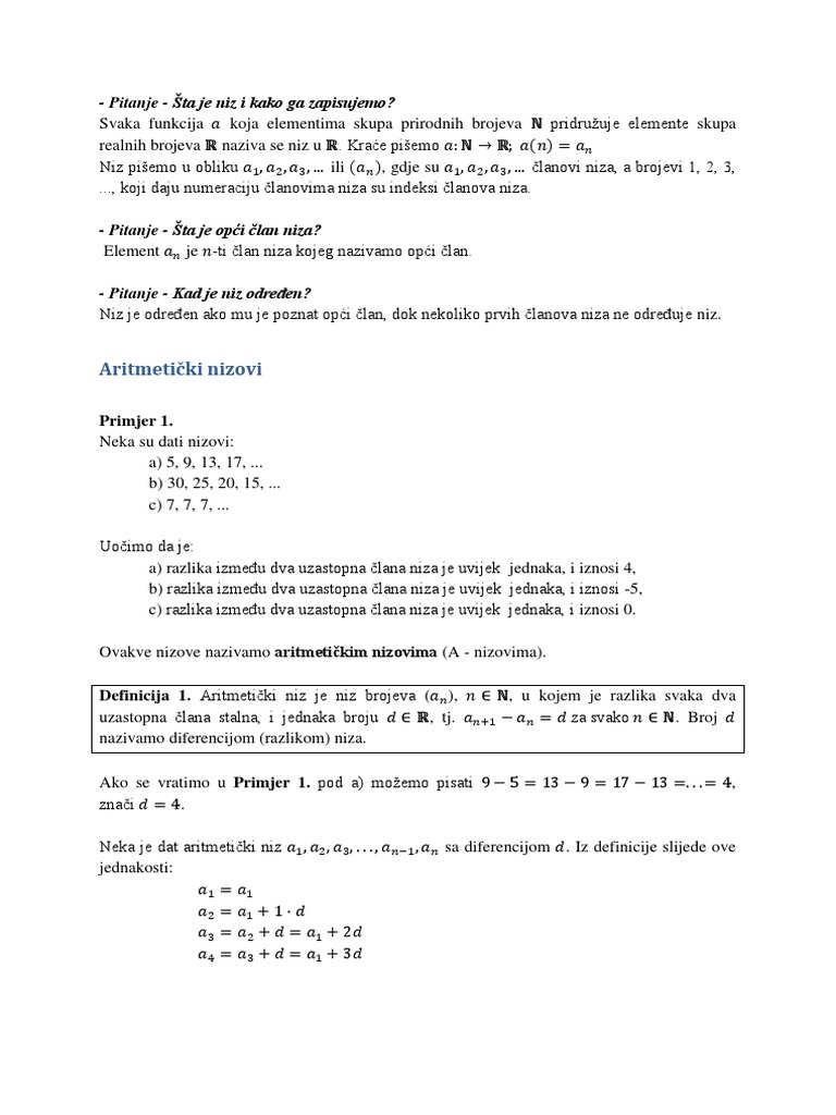 Aritmetički I Geometrijski Nizovi | PDF