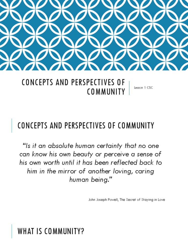 Lesson 1 Concepts and Perspectives of Community | PDF | Community ...