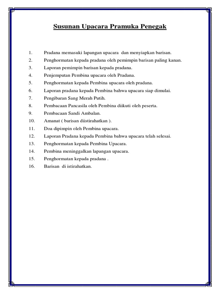 Susunan Upacara Pramuka Penegak | PDF