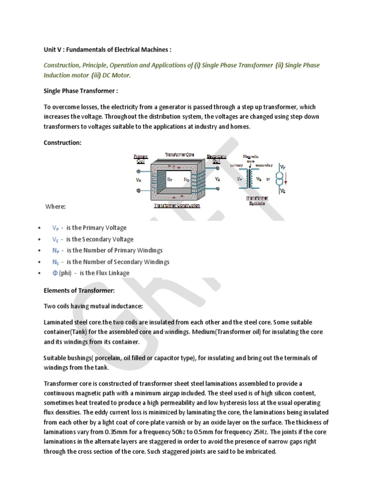 Single Phase Transformer | PDF | Transformer | Inductor