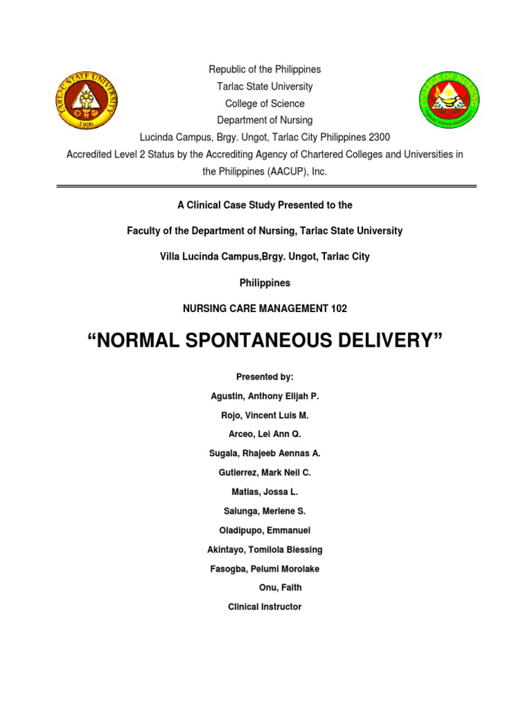 Normal Spontaneous Delivery Case Study | PDF | Childbirth | Circulatory ...