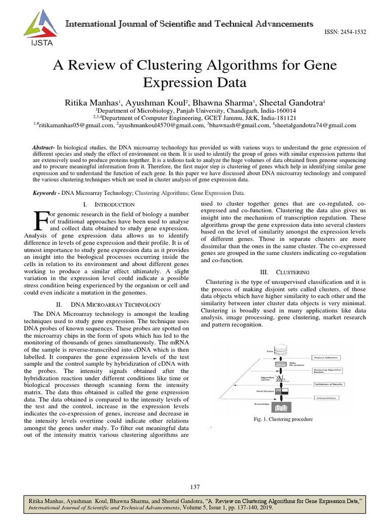 Clustering Algorithms for Gene Expression: A Review of Popular Methods ...