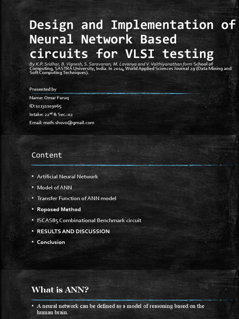 Design And Implementation Of Neural Network Based Circuits For Vlsi Testing Pdf Artificial