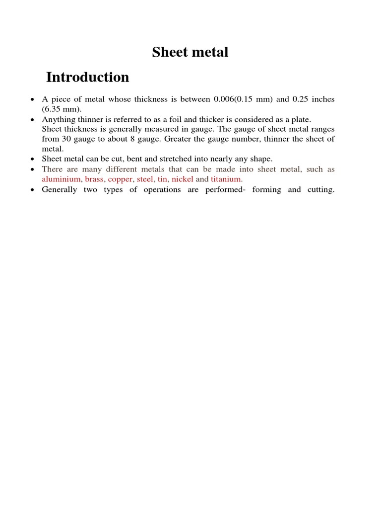 Sheet Metal | PDF