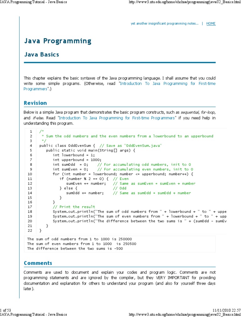 6 Java Programming Tutorial Basics Pdf Data Type Integer