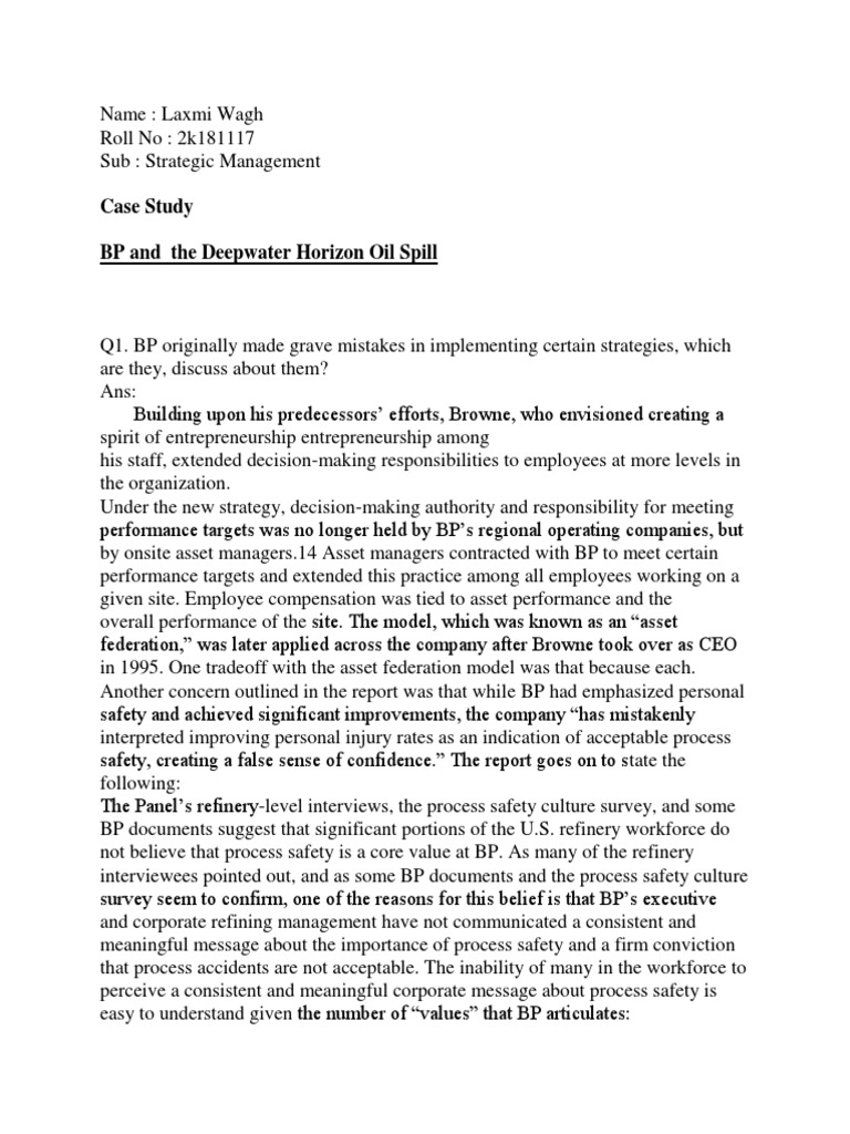 BP Case Study | PDF | Bp | Deepwater Horizon Oil Spill