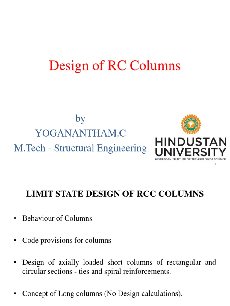 Design of RC Columns: Codes, Classifications, Design Aspects | PDF ...