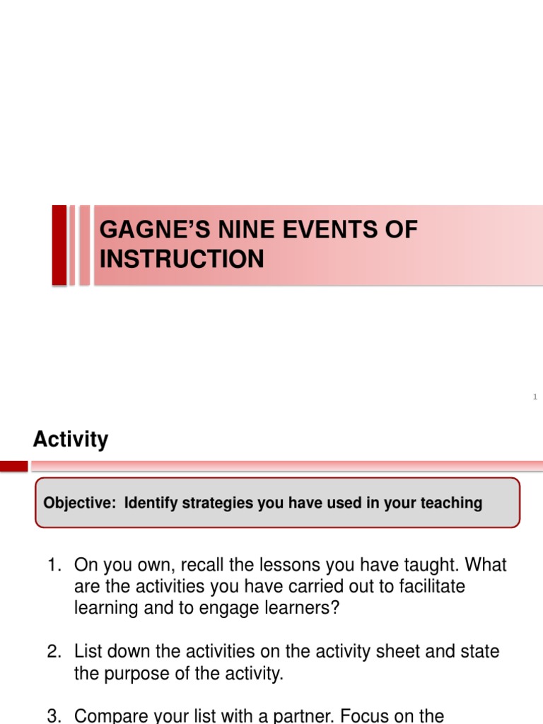 Gagne's Nine Events of Instruction | PDF | Learning | Vocational Education