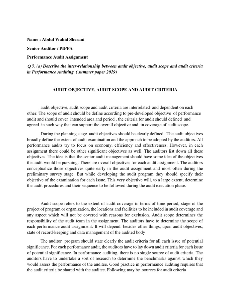 Performance Audit Objectives, Scope and Criteria | PDF | Procurement | Audit