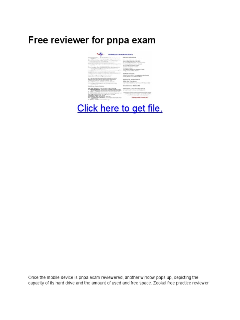 Free Reviewer For Pnpa Exam | PDF | Screenshot | Test (Assessment)