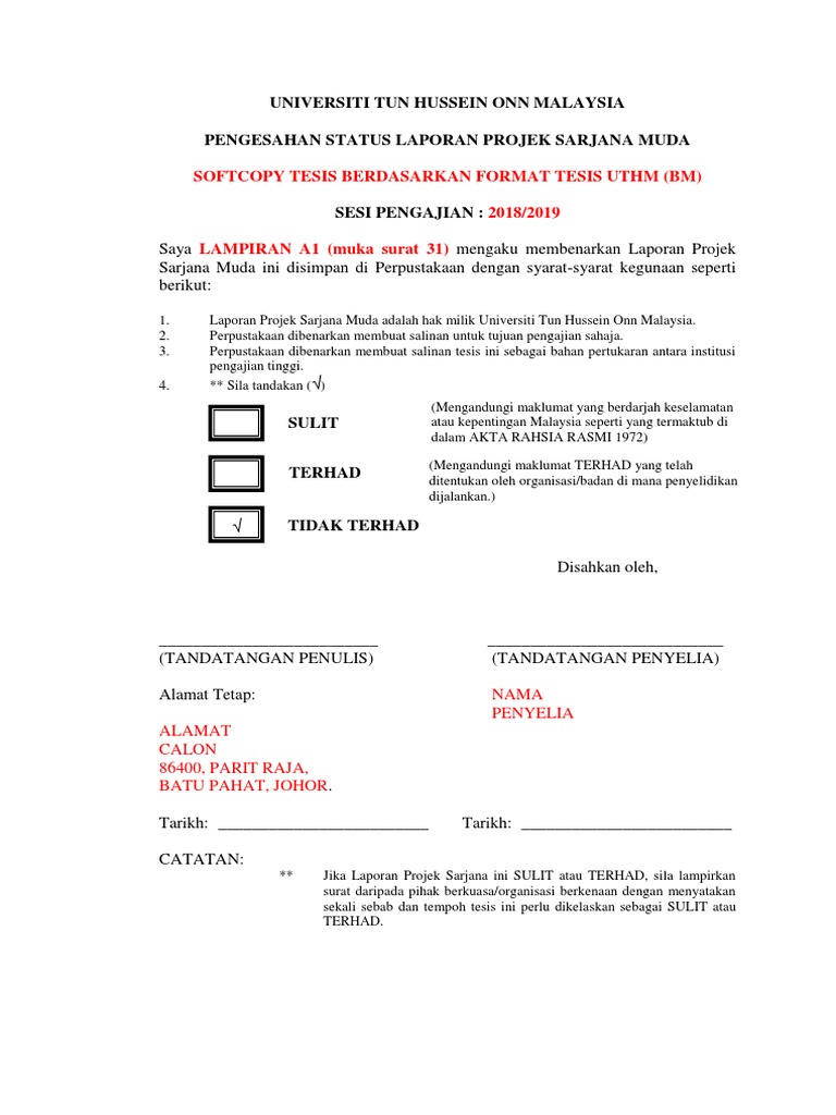 Softcopy Format Tesis Uthm Rev 1 120819 | PDF