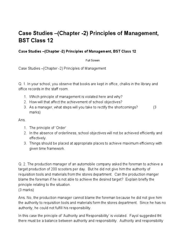 Studies - (Chapter - 2) Principles of Management, Class 12 | PDF ...