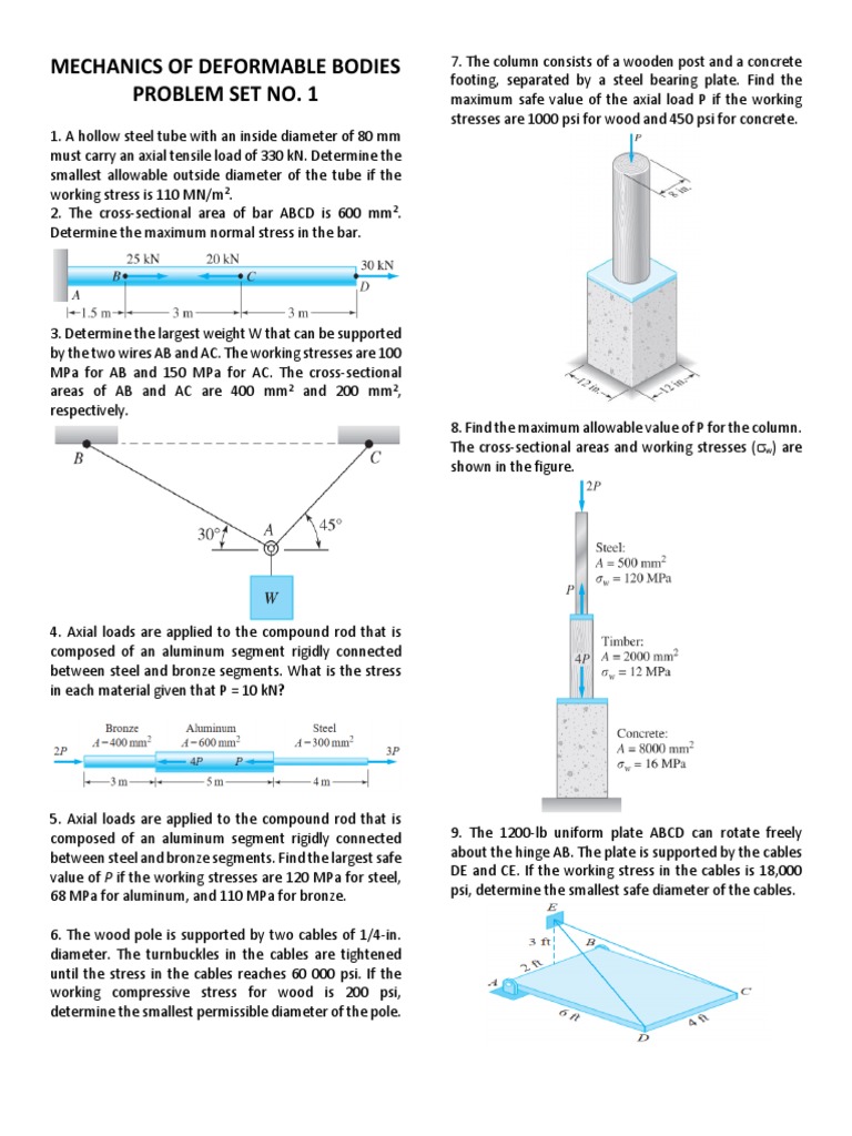 Problem Sets-Stress | PDF | Ultimate Tensile Strength | Stress (Mechanics)