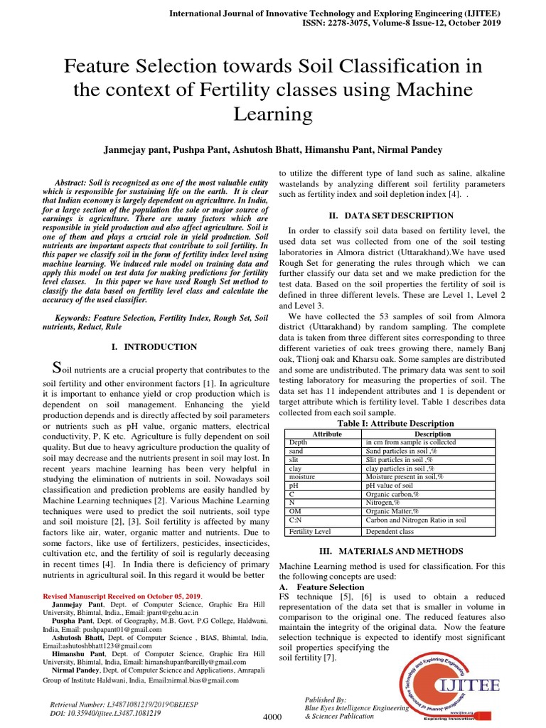 Feature Selection Towards Soil Classification in The Context of ...