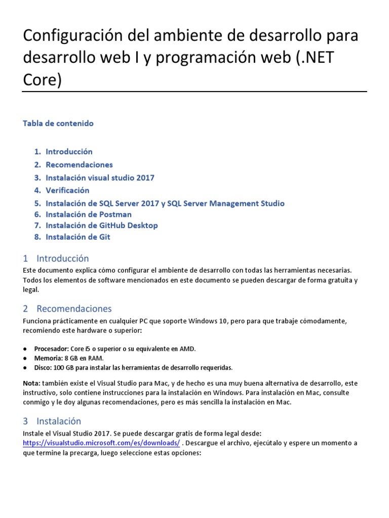Configuración Del Ambiente de Desarrollo Web | PDF | Servidor SQL de ...