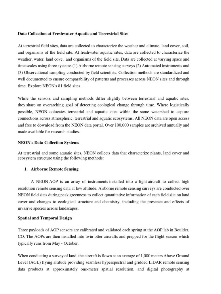 Neon | PDF | Lidar | Aquatic Ecosystem