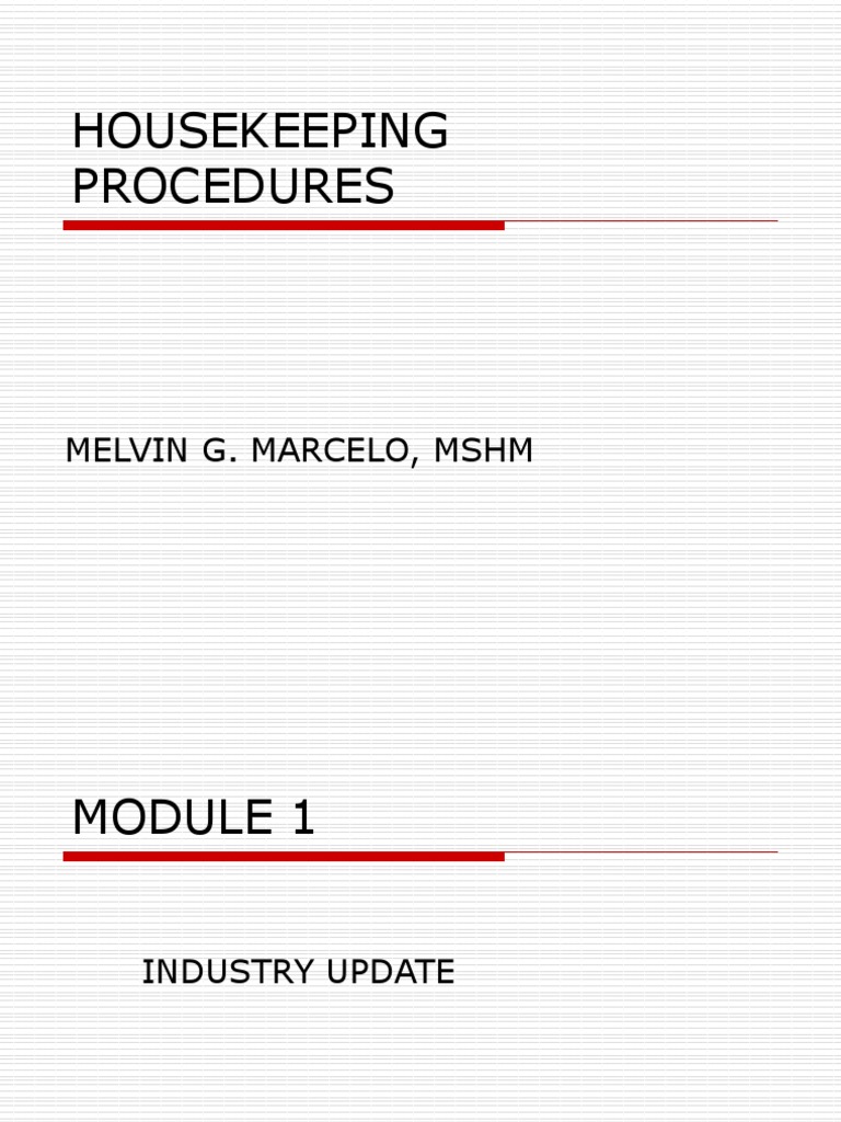 Housekeeping Procedures | PDF | Hotel | Nonverbal Communication