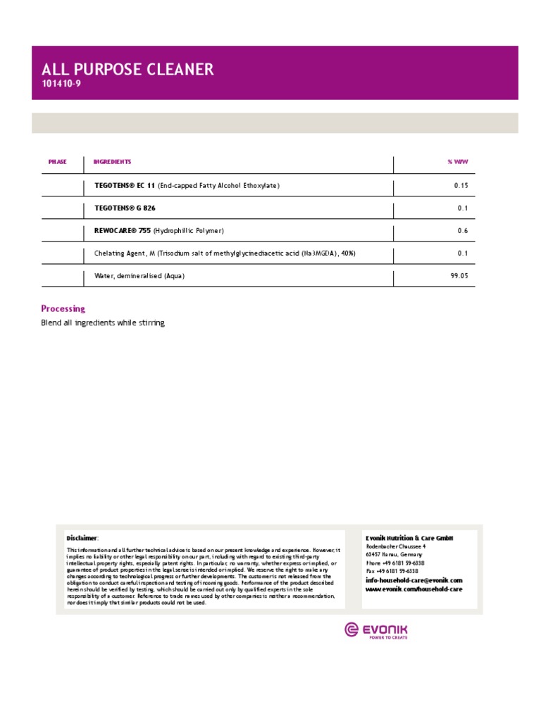 All Purpose Cleaner | PDF | Business