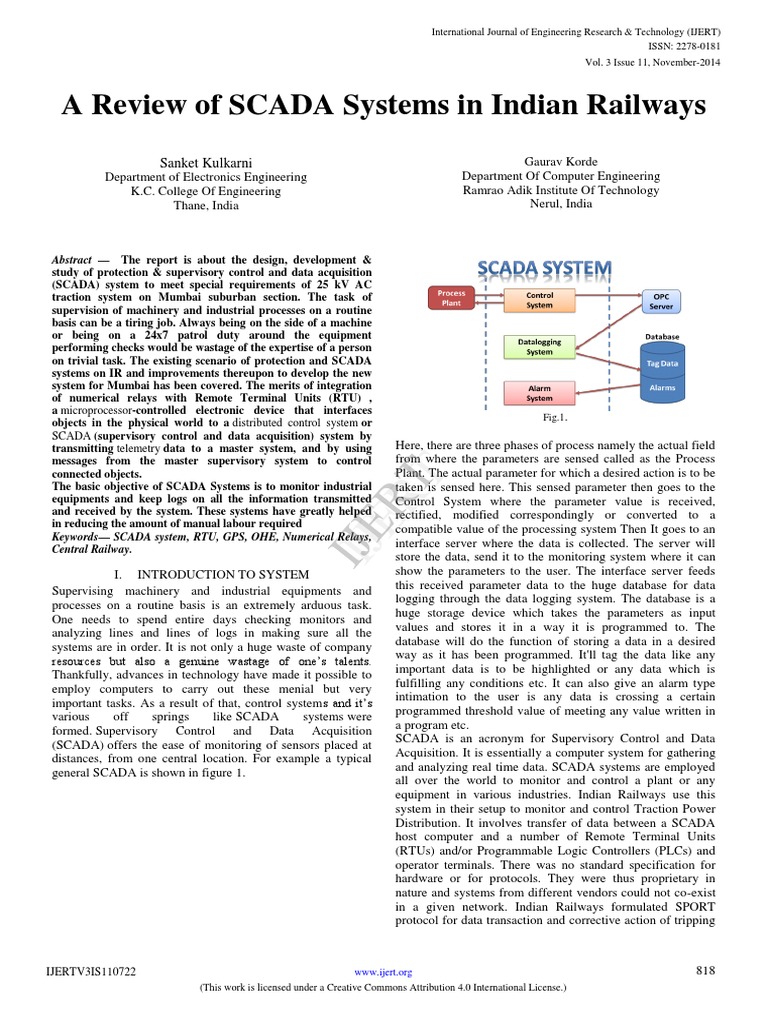 A Review of Scada Systems in Indian Railways IJERTV3IS110722 | PDF ...