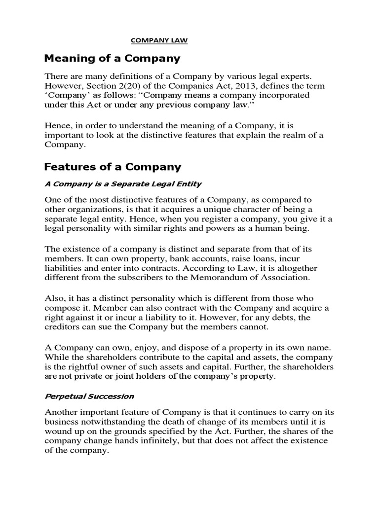 Company Law Notes | PDF | Partnership | Piercing The Corporate Veil