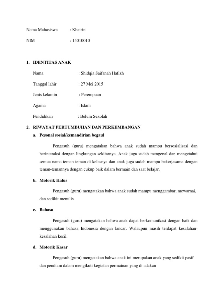 Hasil Tes Denver II Anak Shidqia | PDF | Kesehatan Holistik