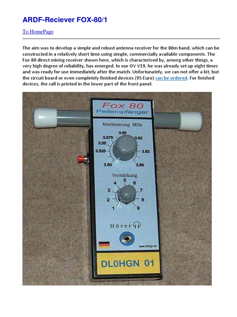 Ardf-Reciever Fox-801 (Dl4cu) - en | PDF | Antenna (Radio) | Inductor