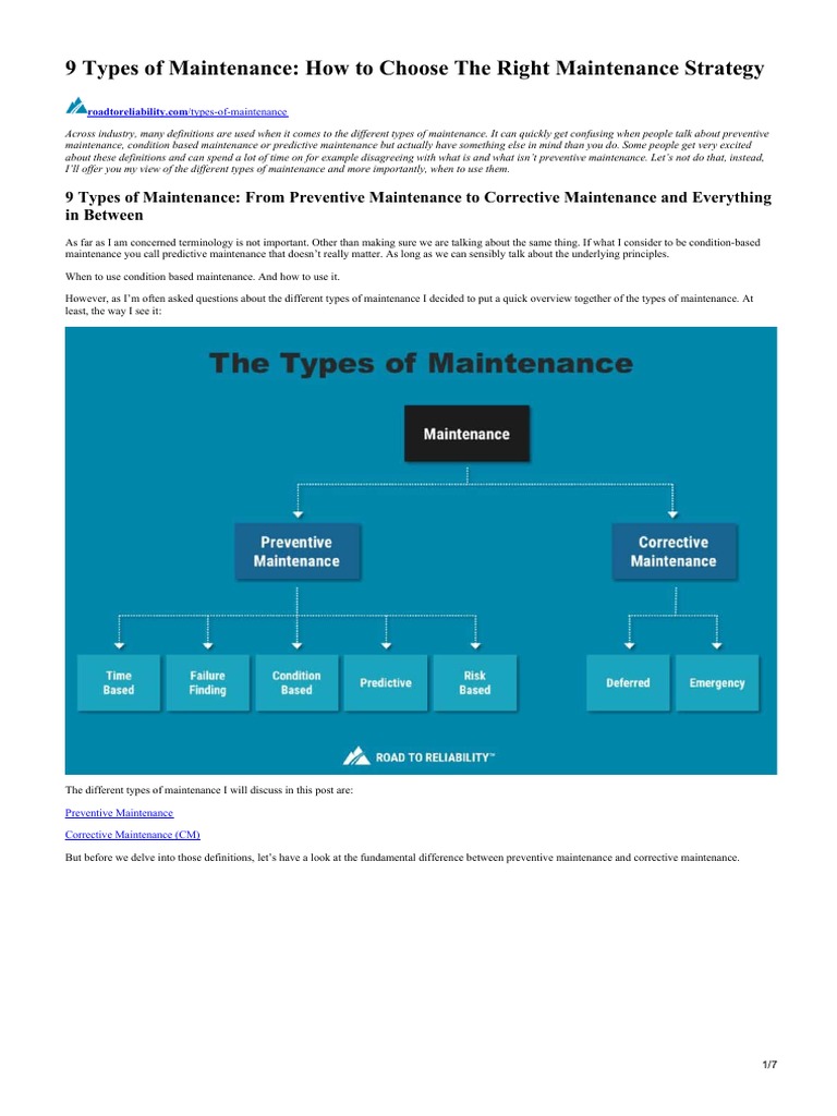 9 Types of Maintenance How To Choose The Right Maintenance Strategy PDF ...