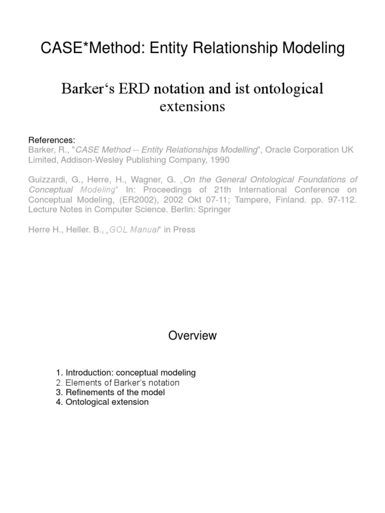 CASE Method: Entity Relationship Modeling Barker S ERD Notation and Ist ...