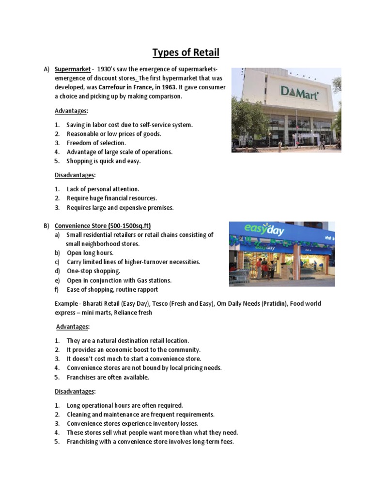 Types of Retail | PDF | Convenience Store | Retail