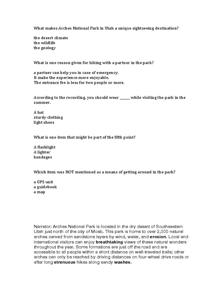 Arches National Park | PDF | Hiking | Adjective